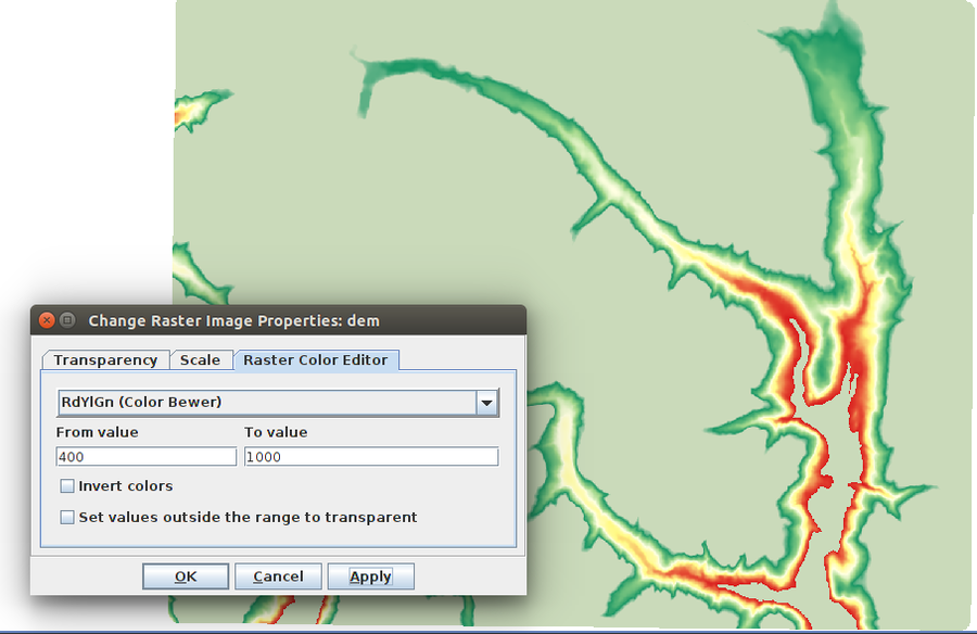 Single band raster layer symbology (Sextante) - OpenJUMP Wiki